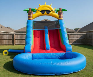 Inflatable Sun Double Slide With Pool - Wet/Dry – inflatableisland.co