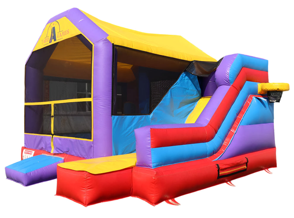 Bounce House With Slide & Basketball Hoop – inflatableisland.co