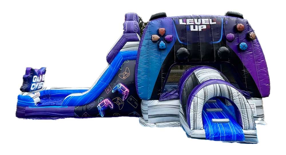 Level Up Gamer Bounce House With Slide – inflatableisland.co