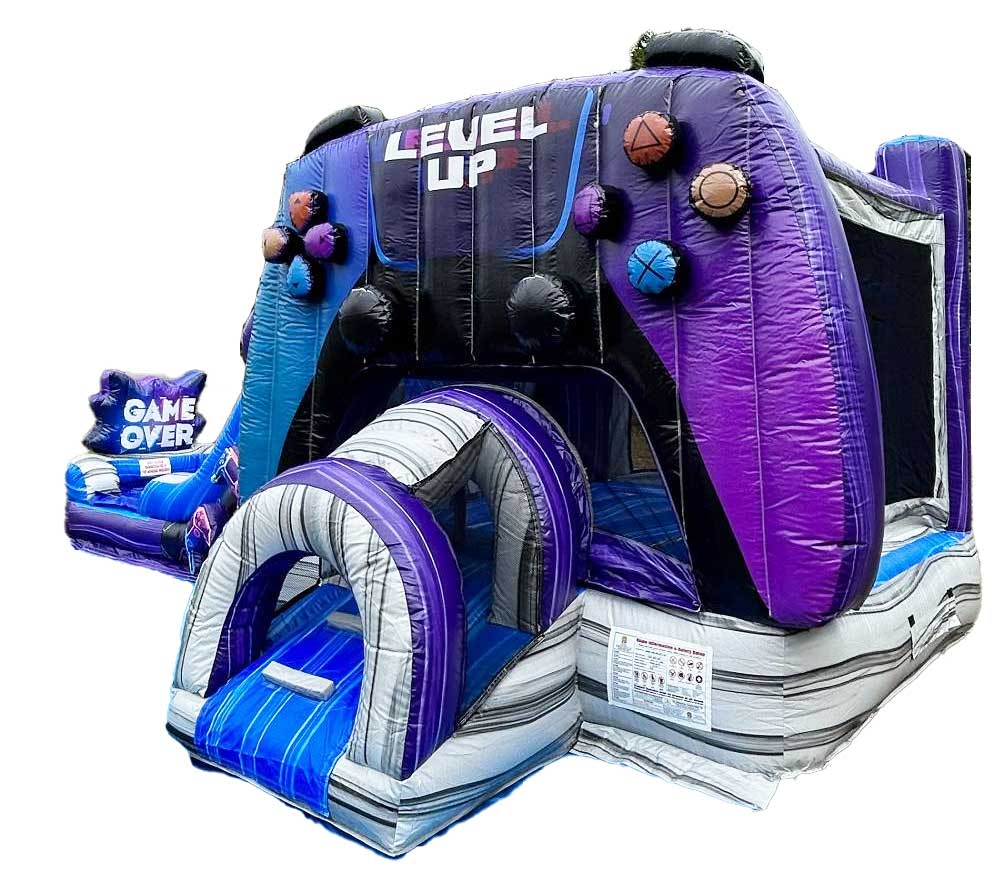 Level Up Gamer Bounce House With Slide – inflatableisland.co
